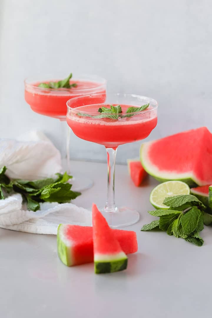 Watermelon Vodka Martini with Fresh Mint and Lime - bits + bites