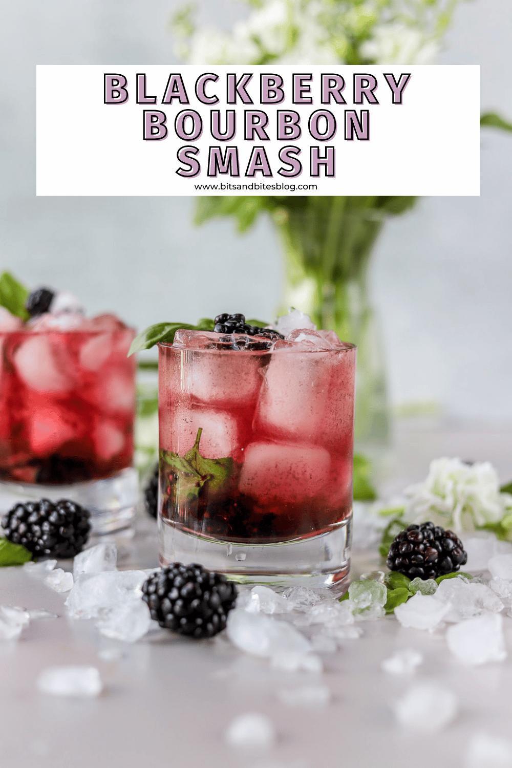 Blackberry Bourbon Smash with Fresh Basil - bits and bites
