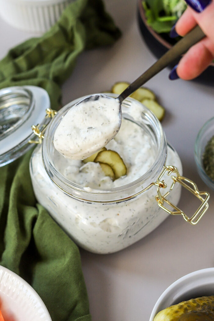 Dill Pickle Ranch Dressing - Easy, Tangy & Creamy! - bits and bites